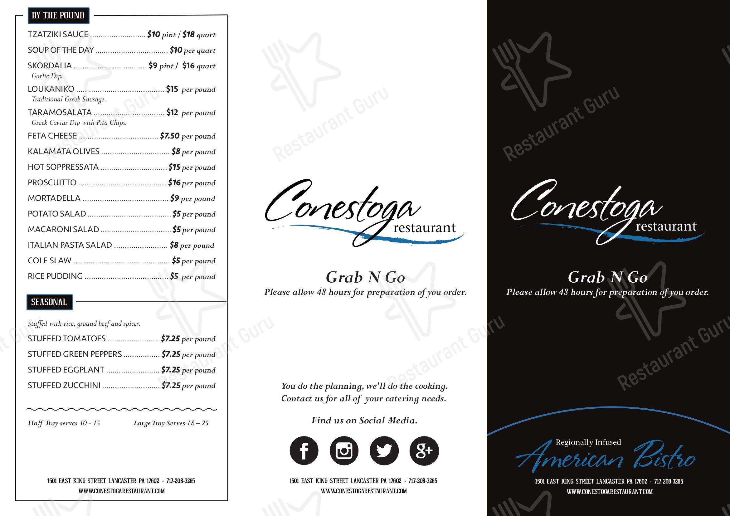 Menu at Conestoga Grill pub & bar, Canton