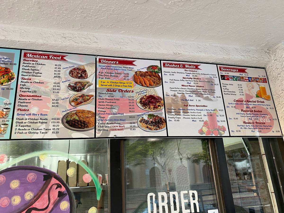 Menu at Connal's restaurant, Pasadena