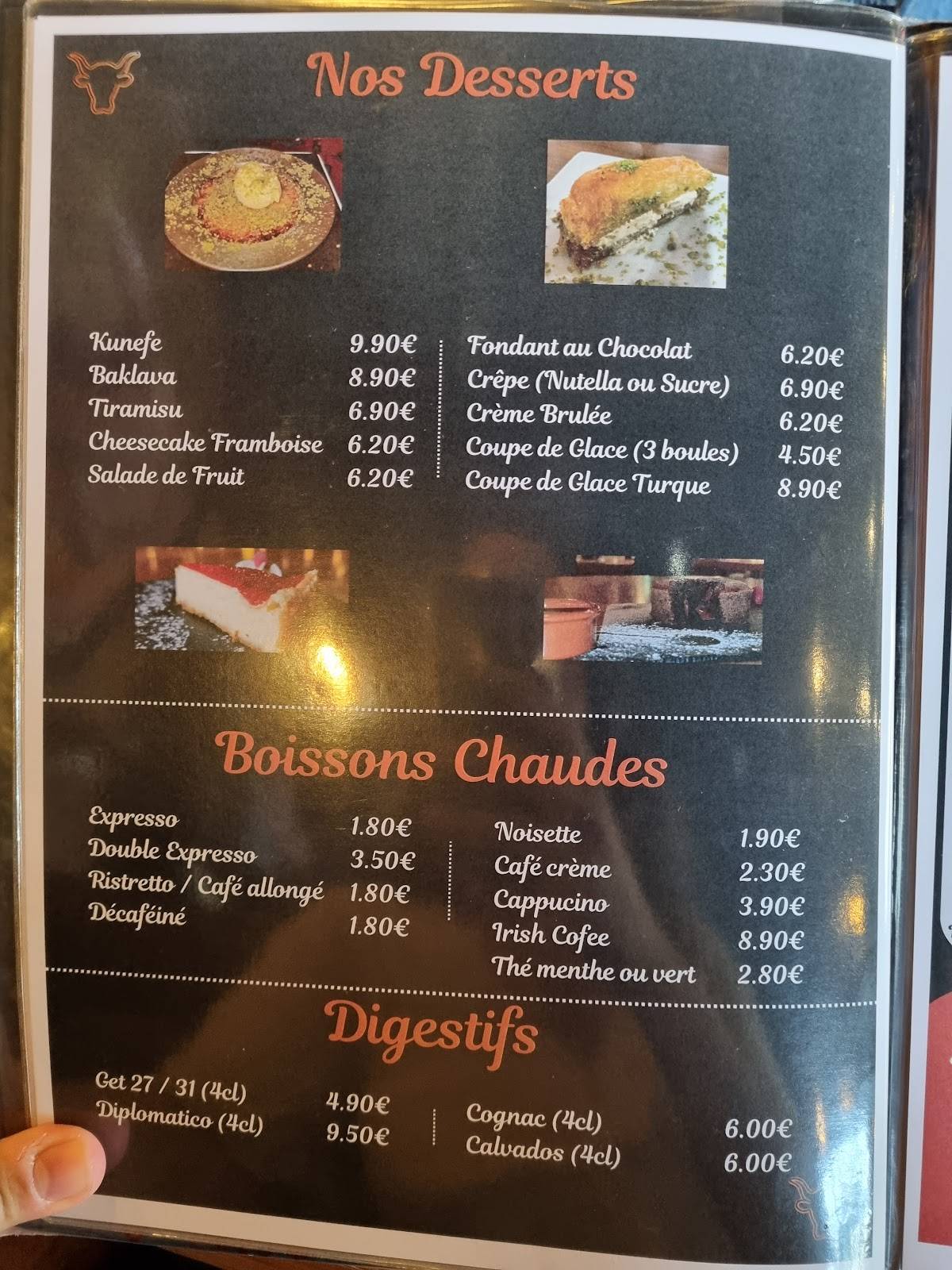 Menu au CONSTANTINOPLE STEAKHOUSE, Beauvais