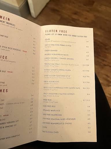 Menu at Cool Jade restaurant, Edinburgh