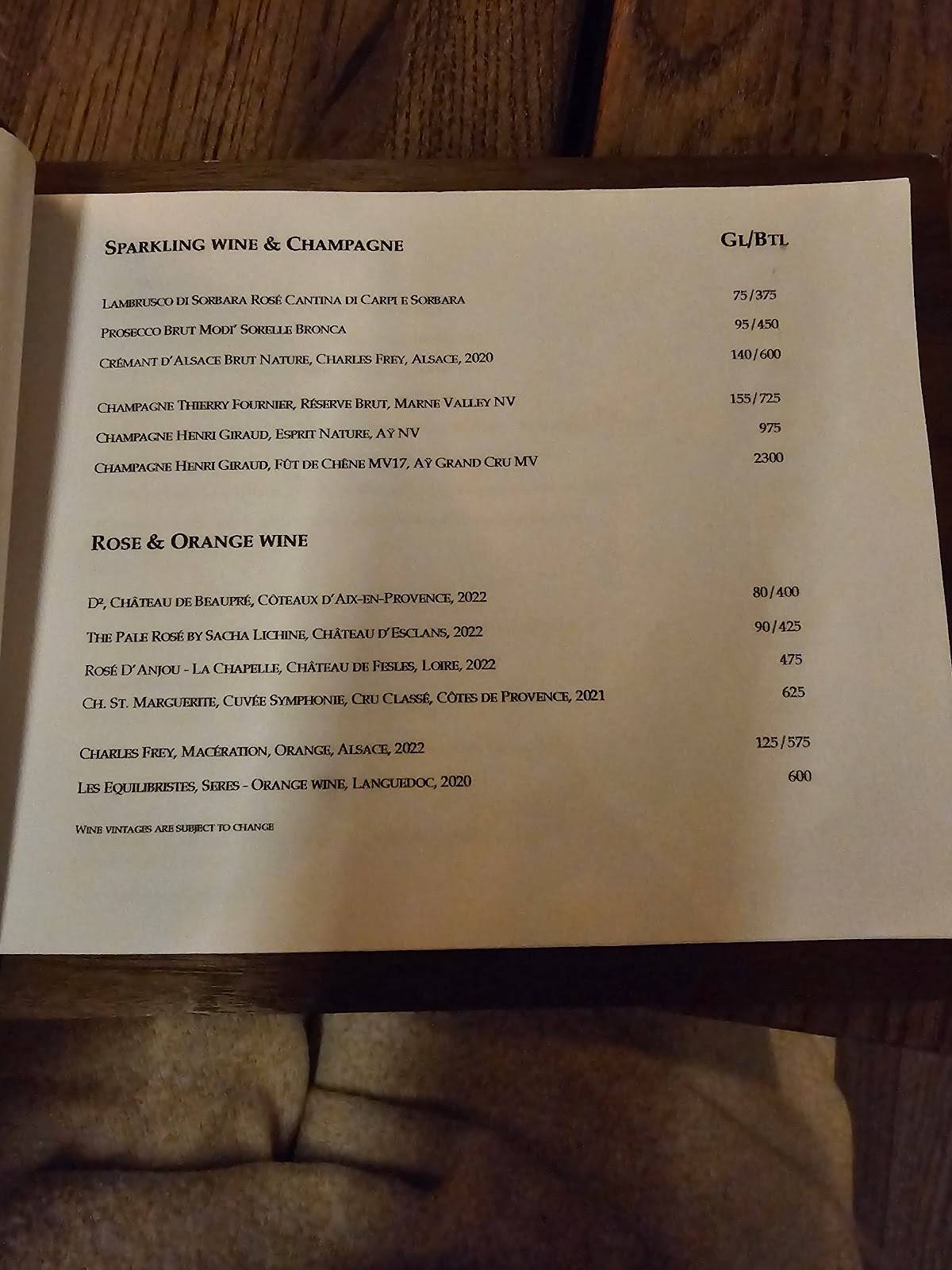 Speisekarte von Bloom Vesterbro restaurant, Kopenhagen