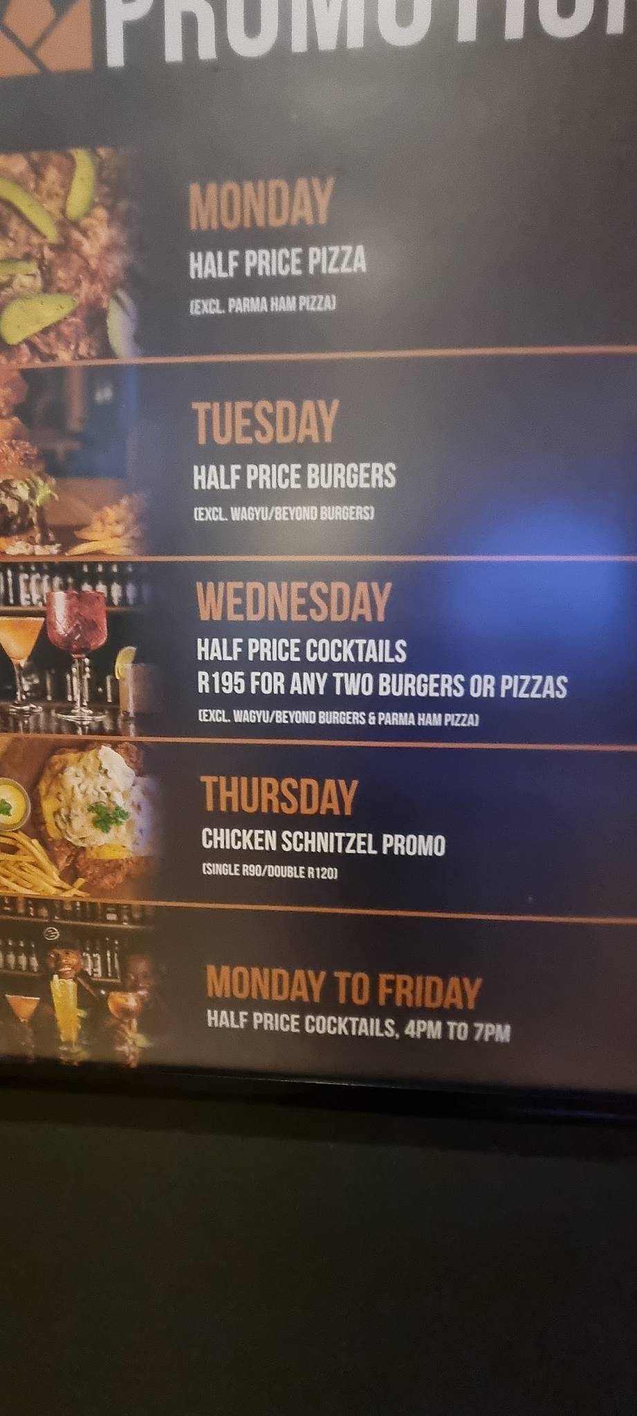 Menu at Copper Club - Sandown, Cape Town