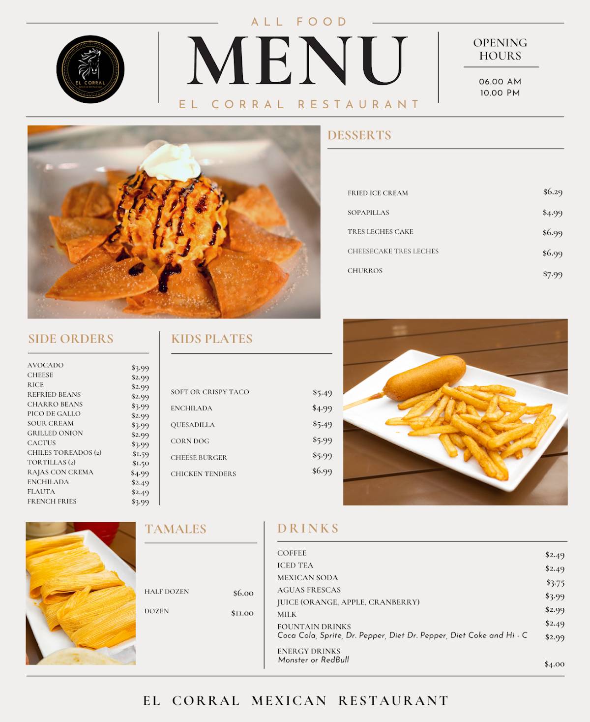 Menu at El Corral Restaurant, Copperas Cove