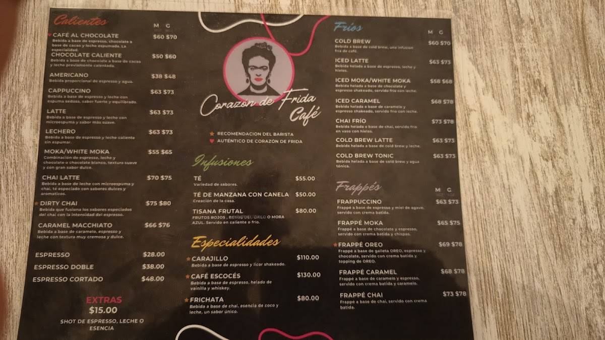 Carta del restaurante Corazón del Frida - Cocina Artesanal Mexicana ...