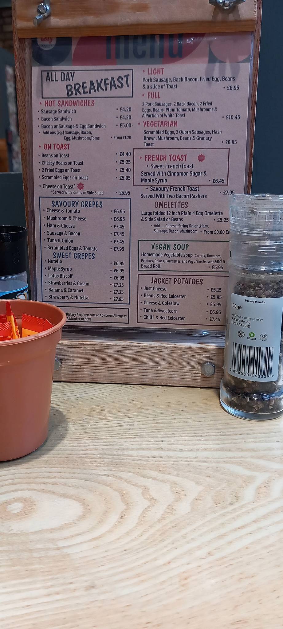 Menu at Cosy Coffee cafe, Tamworth