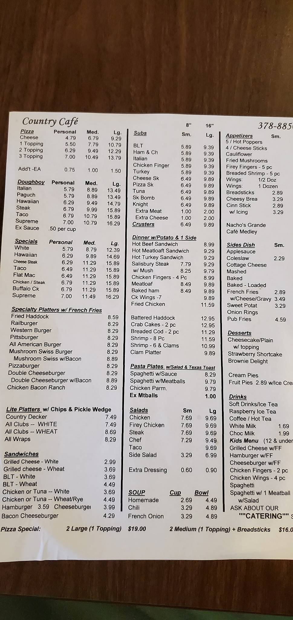 Menu at Country Café cafe, Houtzdale, PA-53