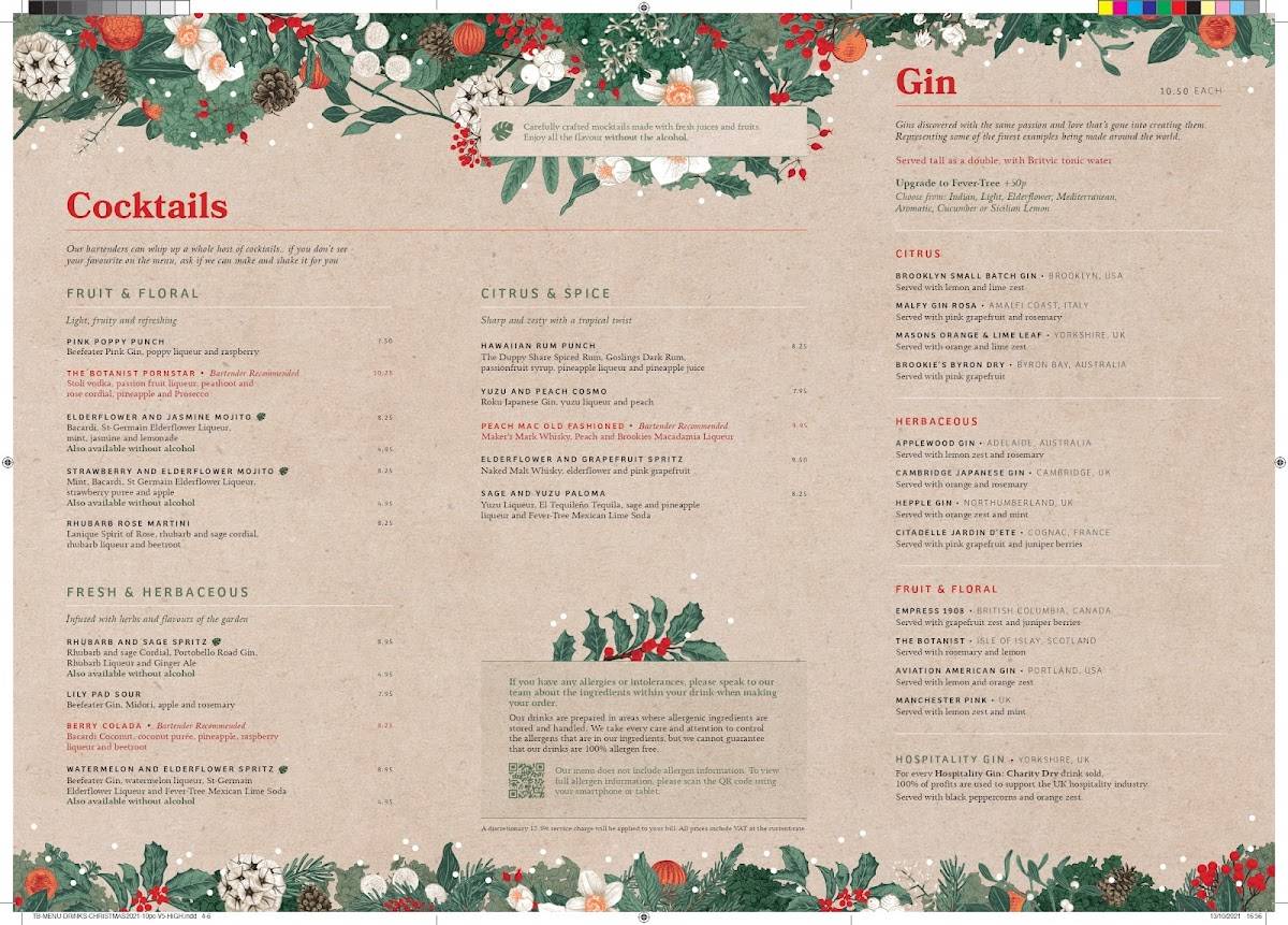 Menu at The Botanist Bar & Restaurant Coventry, Coventry