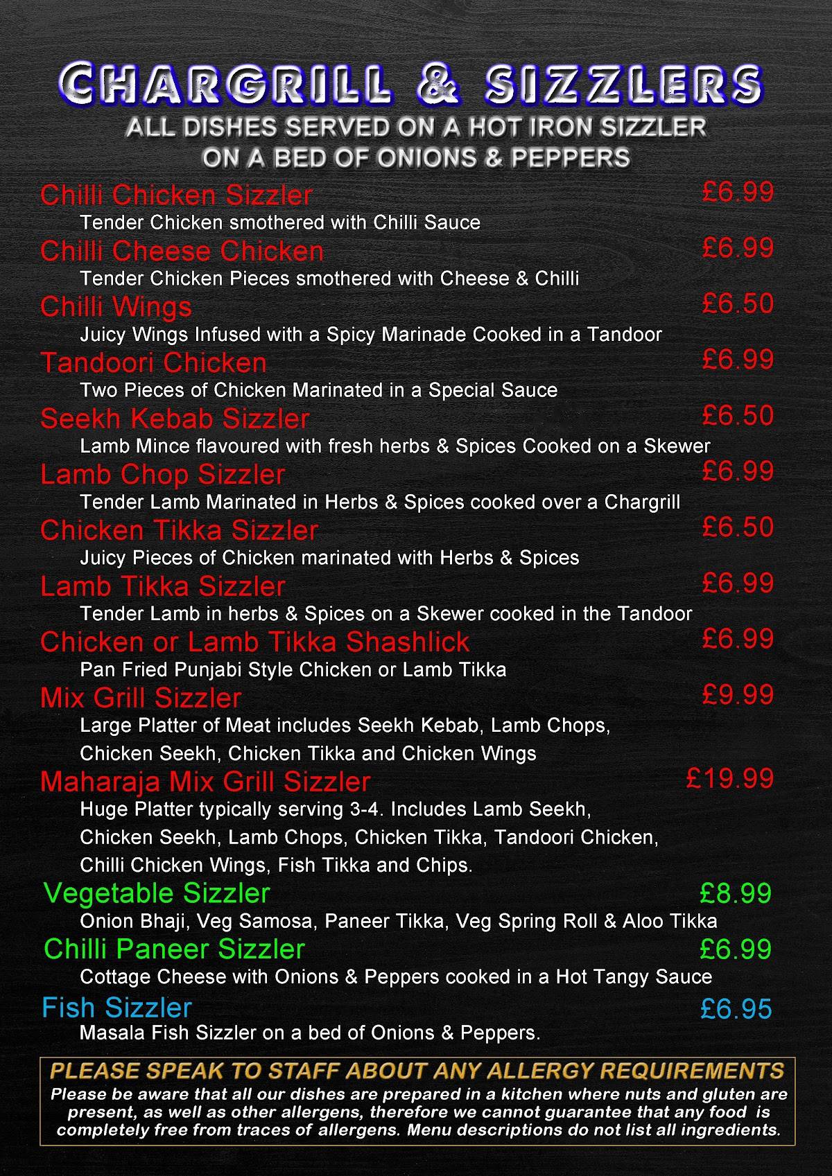 Menu at The Pilot Pub, Coventry