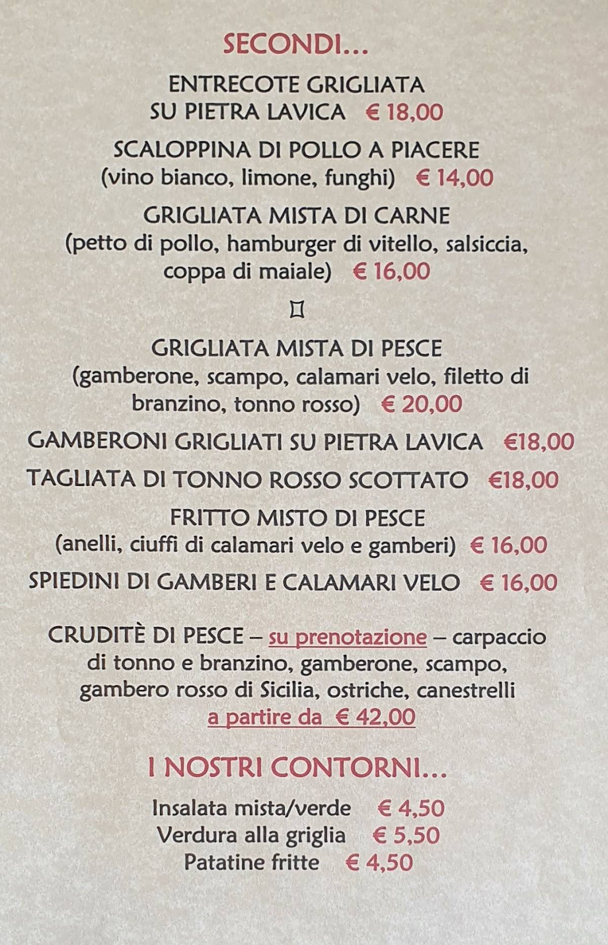 Menu da Gusto Giusto ristorante, Reggio Emilia
