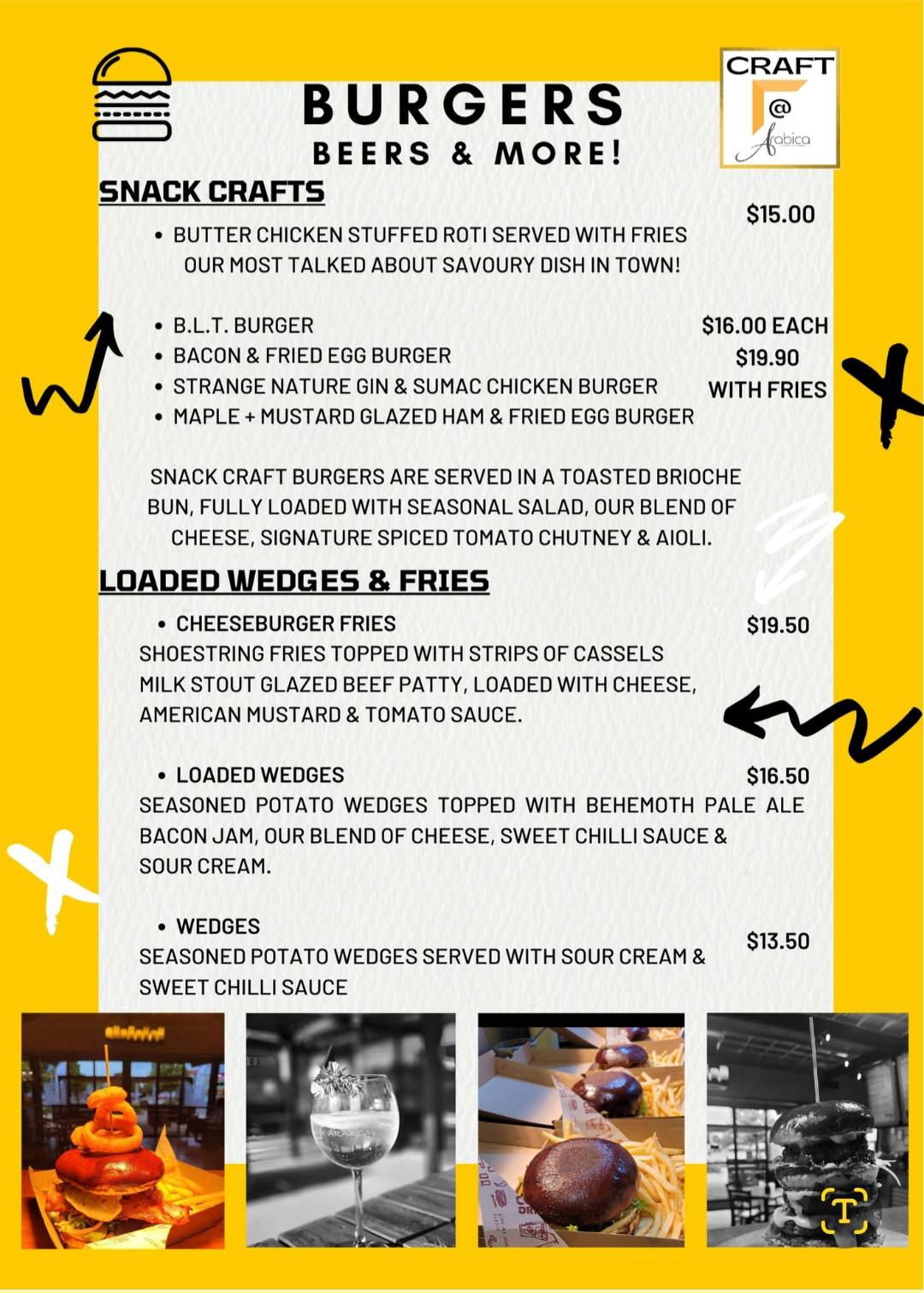 Menu at Craft @ Arabica restaurant, Methven, 36 McMillan Street