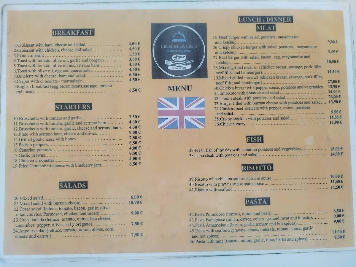 Carta del restaurante CREM DE LA CREM SANTIAGO DEL TEIDE, Acantilados ...