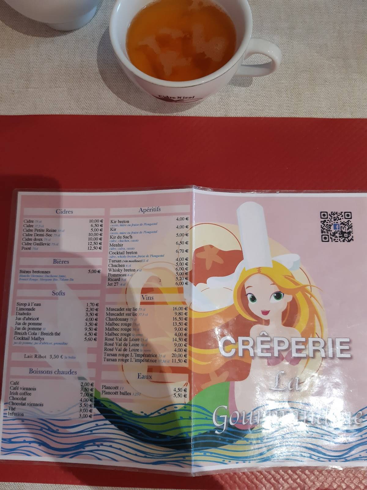 Menu au Crêperie La Gourmandine restaurant, Étel