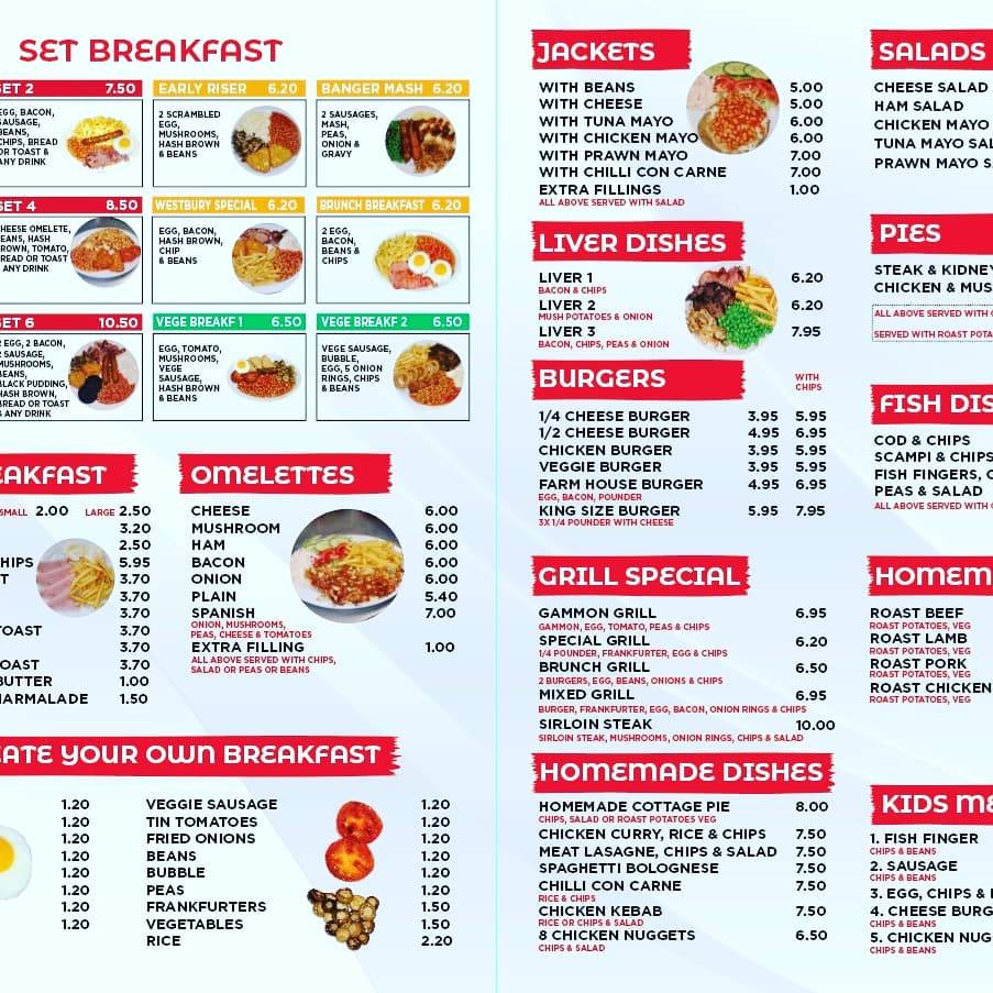 Menu at Crescent Cafe, Bristol