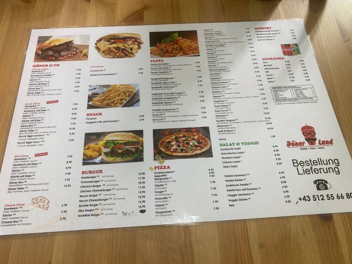Menu at Crispy Chicken & Grilled Chicken restaurant, Innsbruck