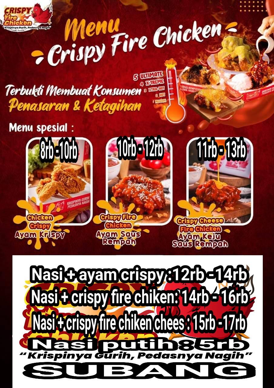 Carta del restaurante Crispy Fire Chicken Subang, Jalancagak