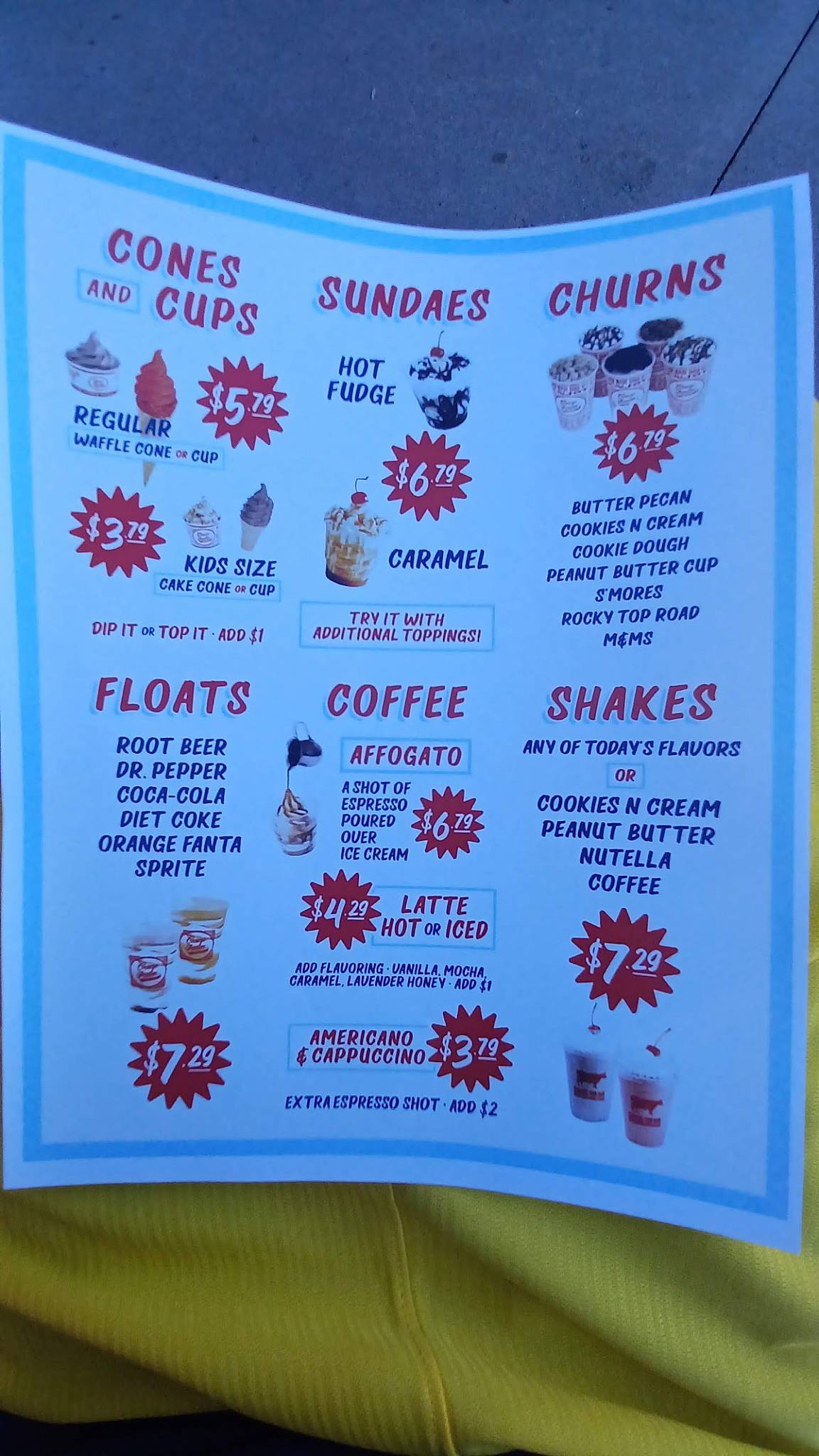 Menu at Cruze Farm Ice Cream - Morristown, Morristown