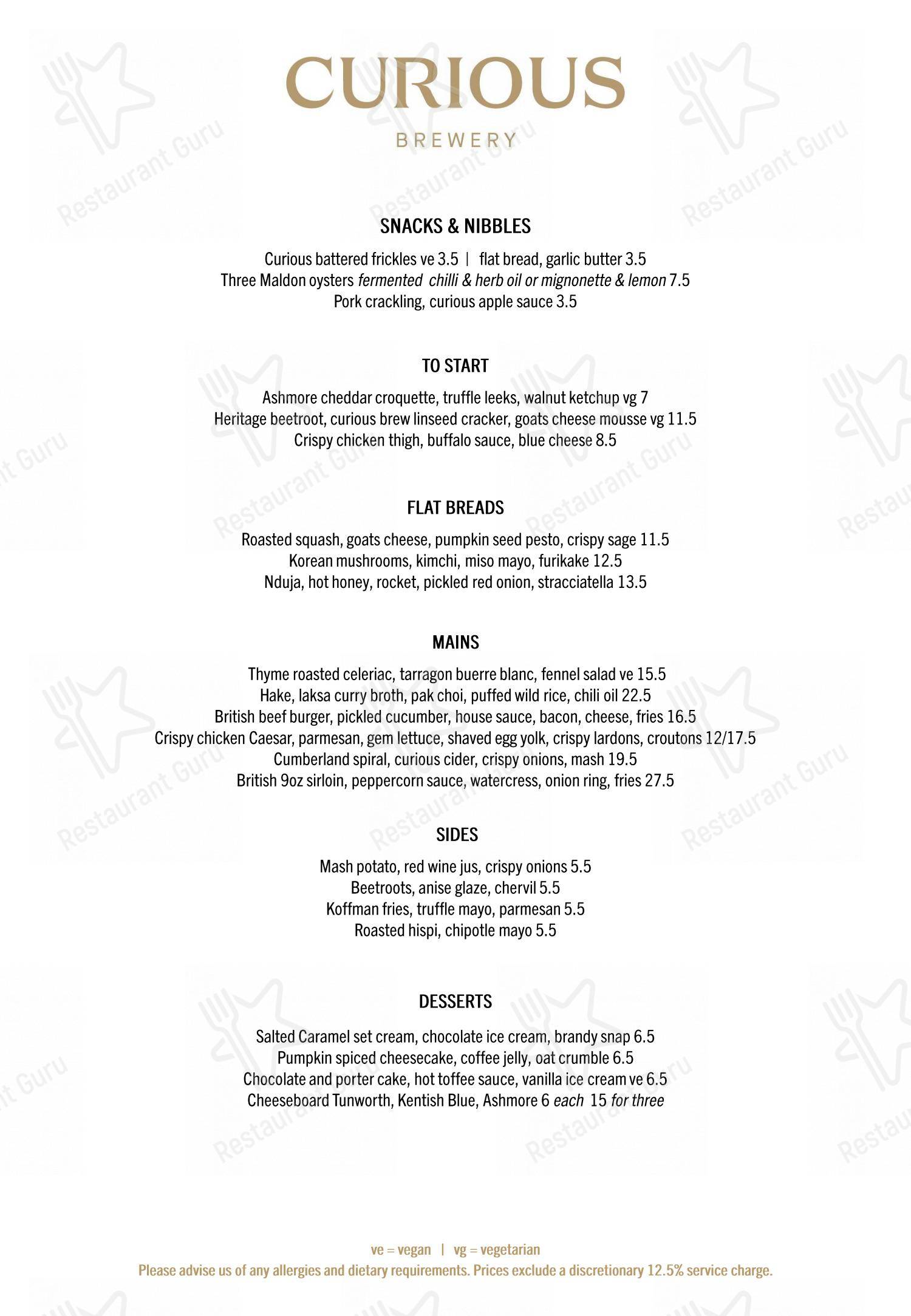 Menu at Curious Brewery & Taprooms pub & bar, Ashford