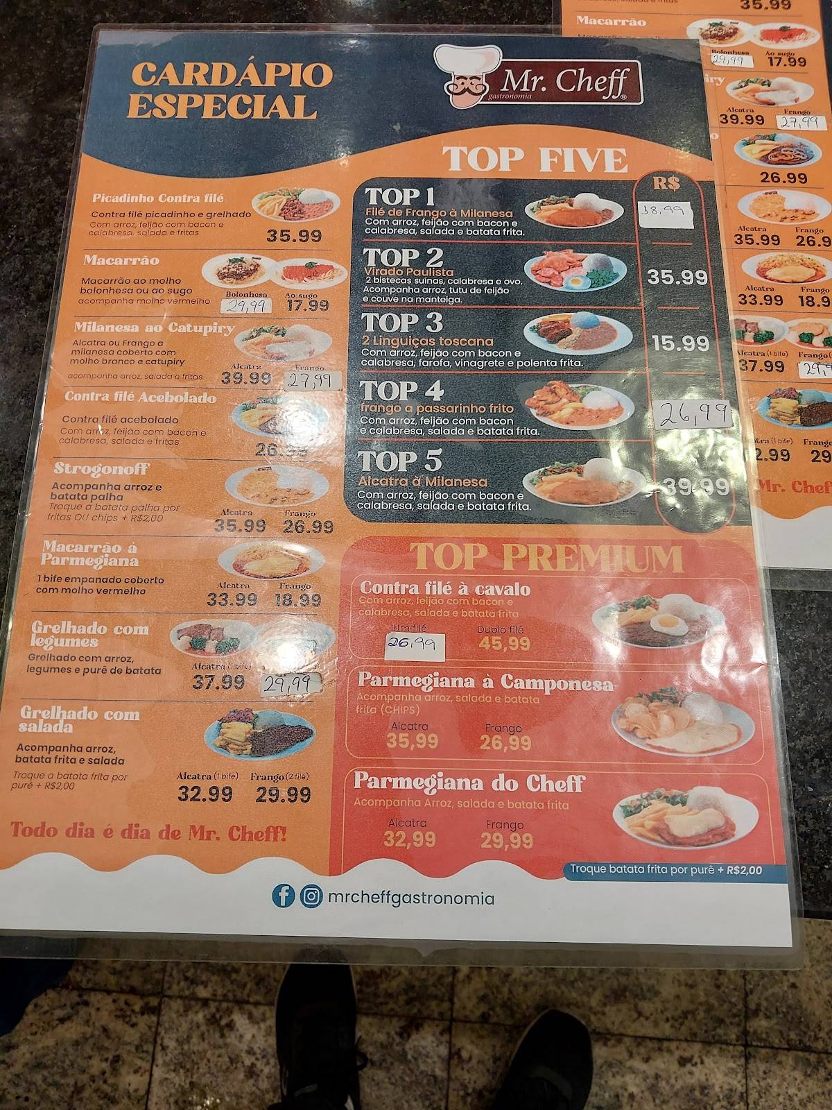 Menu em Mr. Cheff restaurante, Curitiba, Av. Sete de Setembro