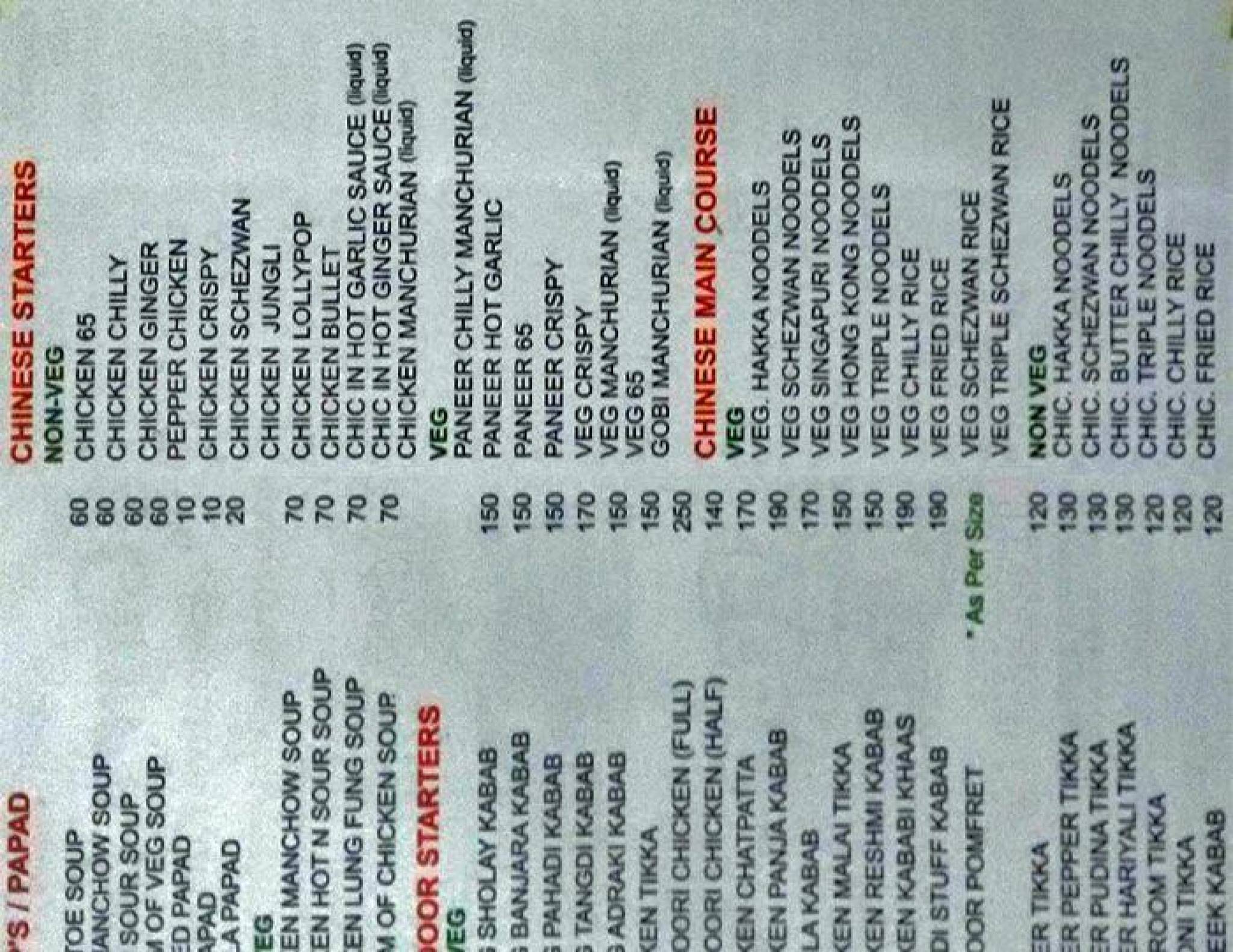 Menu at Curry Leaf, Pune