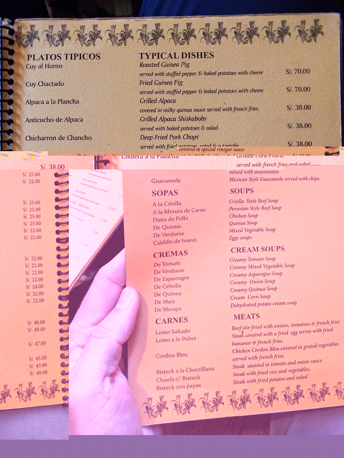 Menu at Kusikuy Restaurante, Cusco, F2P9+FFH Amargura