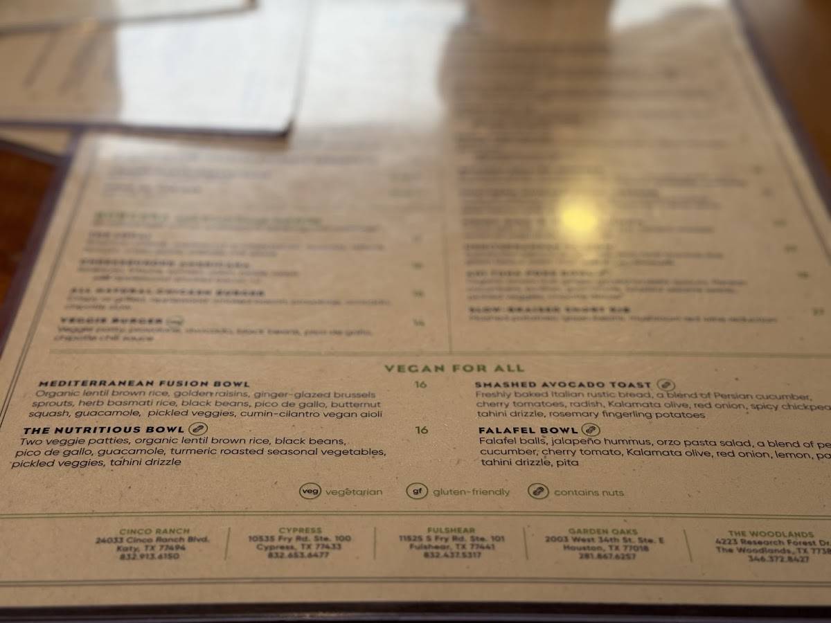 Menu at Local Table restaurant, Cypress