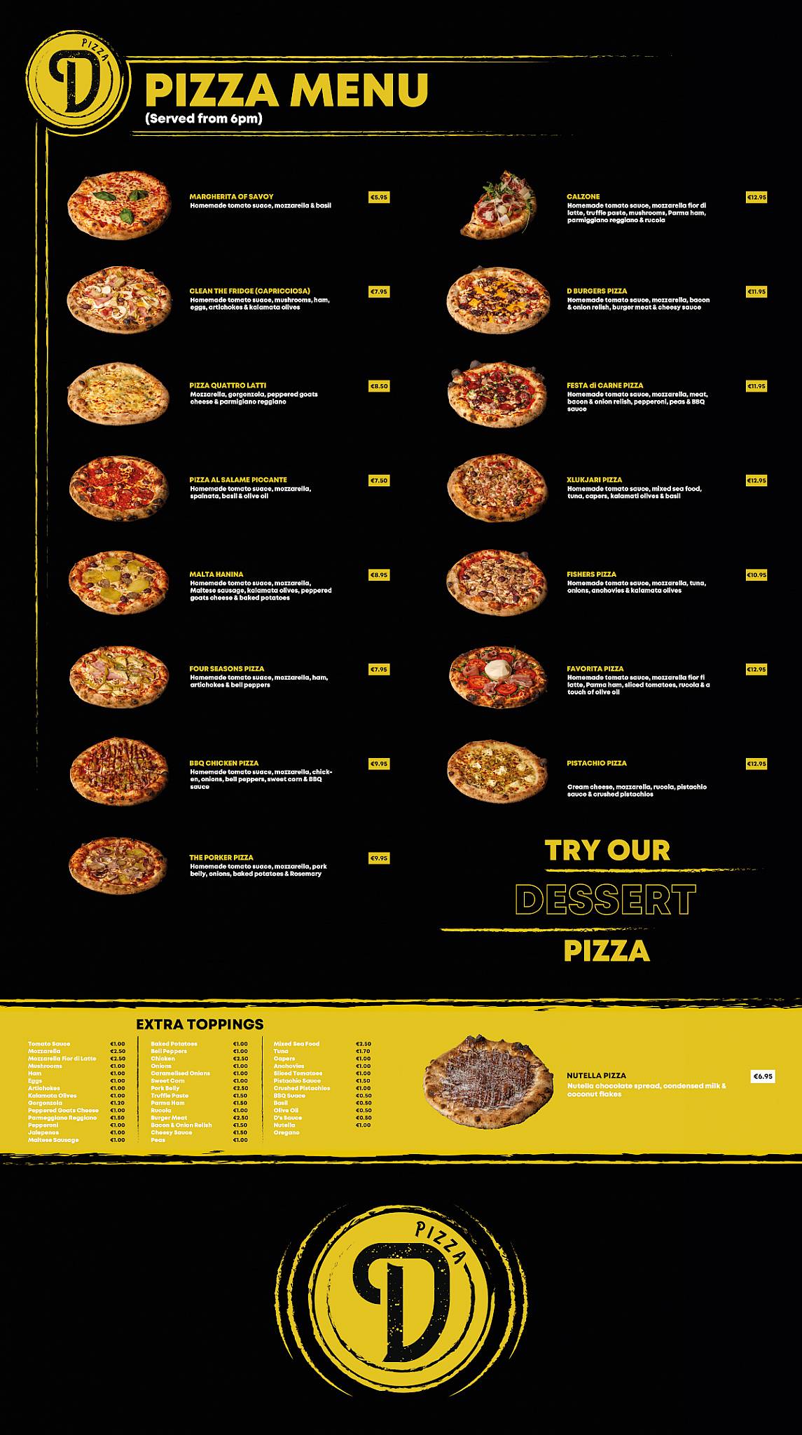 Menu at D Burgers Fgura restaurant, Fgura