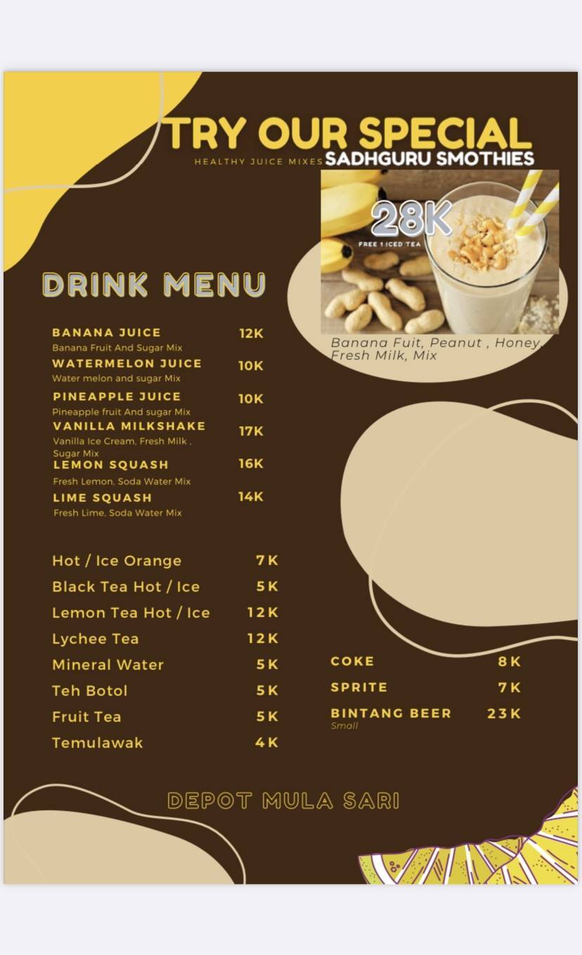 Carta del restaurante DEPOT MULA SARI, Indonesia