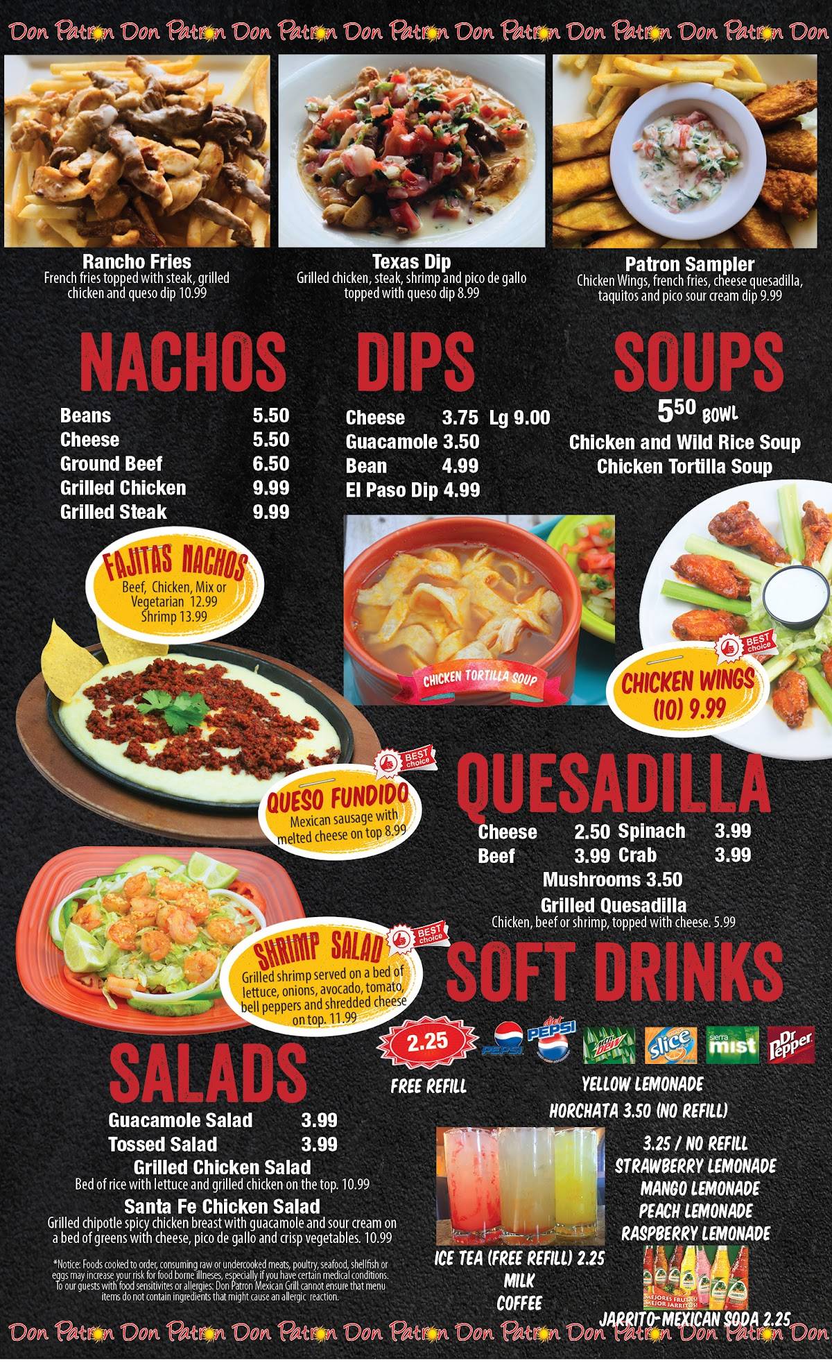 Menu at DON PATRON WILLIAMSPORT restaurant, Williamsport, E 3rd St