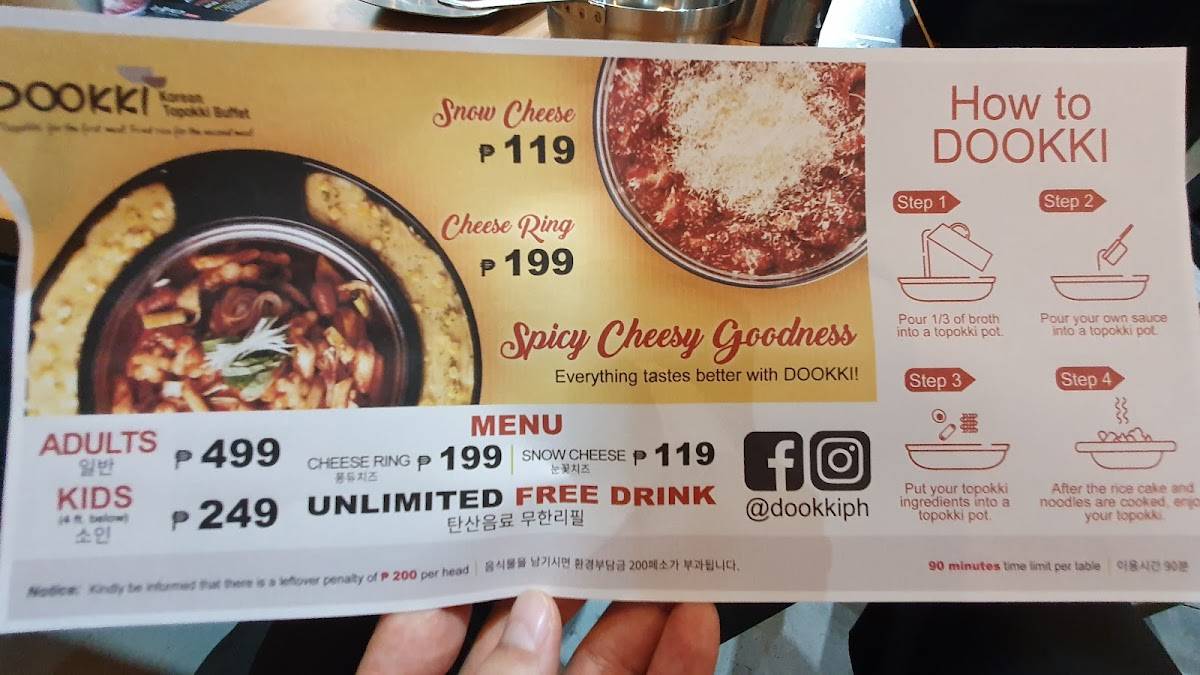 Carta del restaurante DOOKKI - SM City Clark, Angeles
