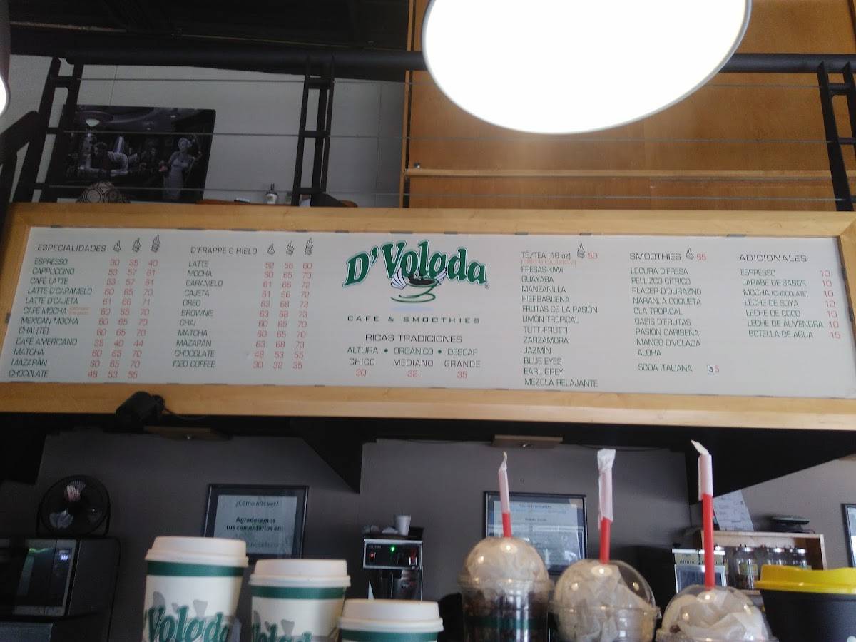 Carta del café D'Volada, Tijuana, Blvd. Fundadores 6720