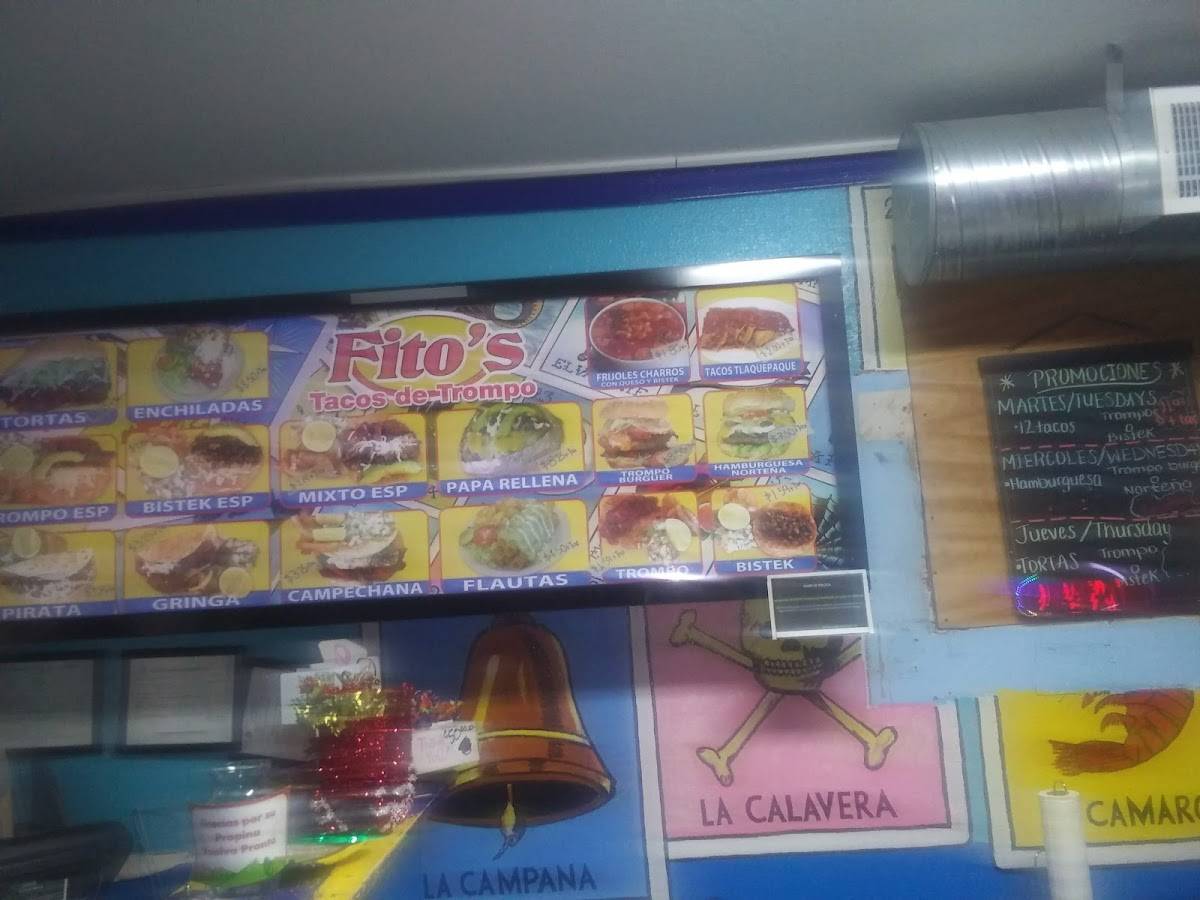 Menu at Fito's Tacos De Trompo restaurant, Dallas, Columbia Ave Ste 102