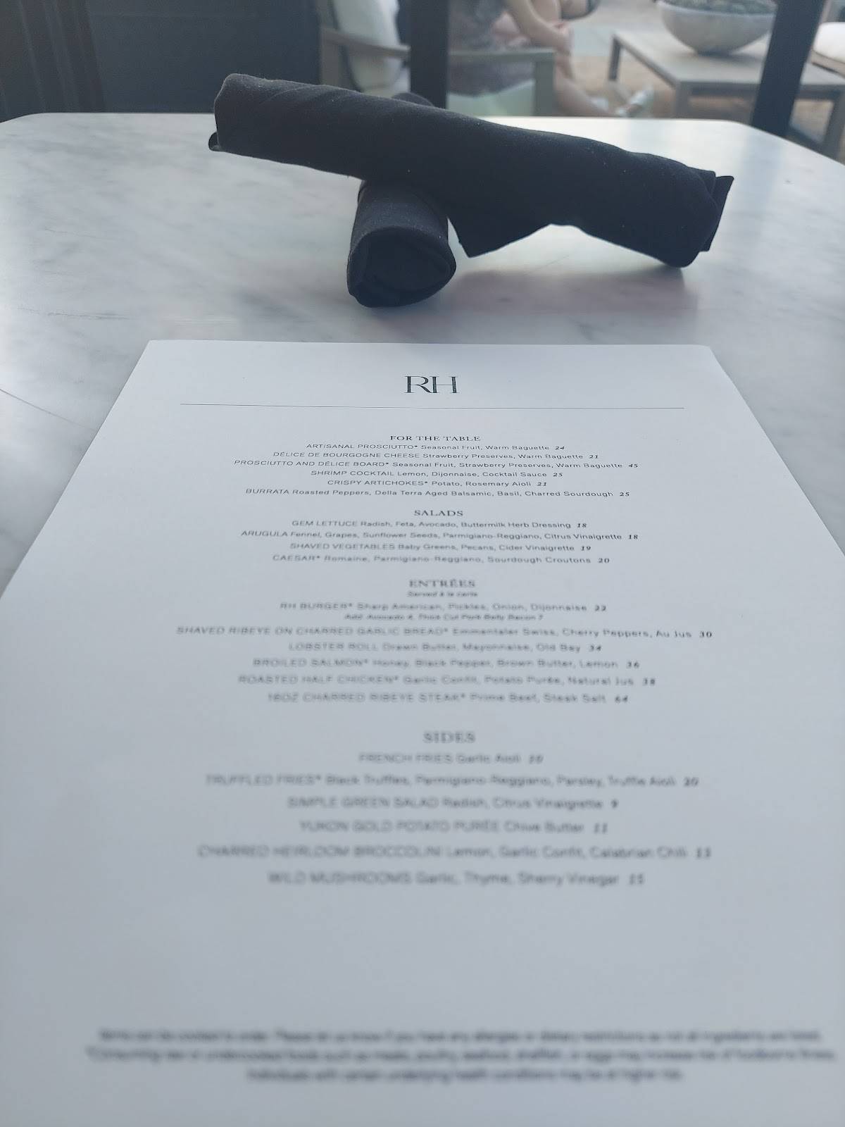 Menu at RH Rooftop Restaurant Dallas, Dallas