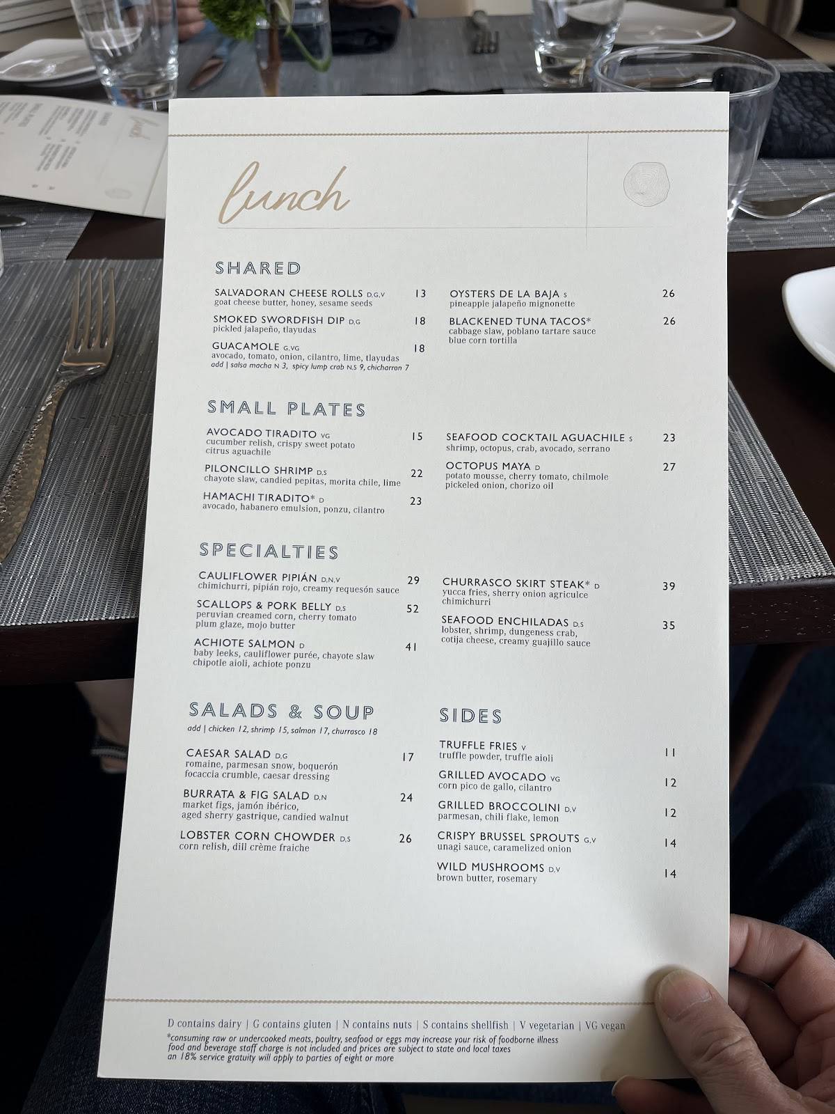 Menu at RAYA restaurant, Dana Point, 1 Ritz Carlton Dr