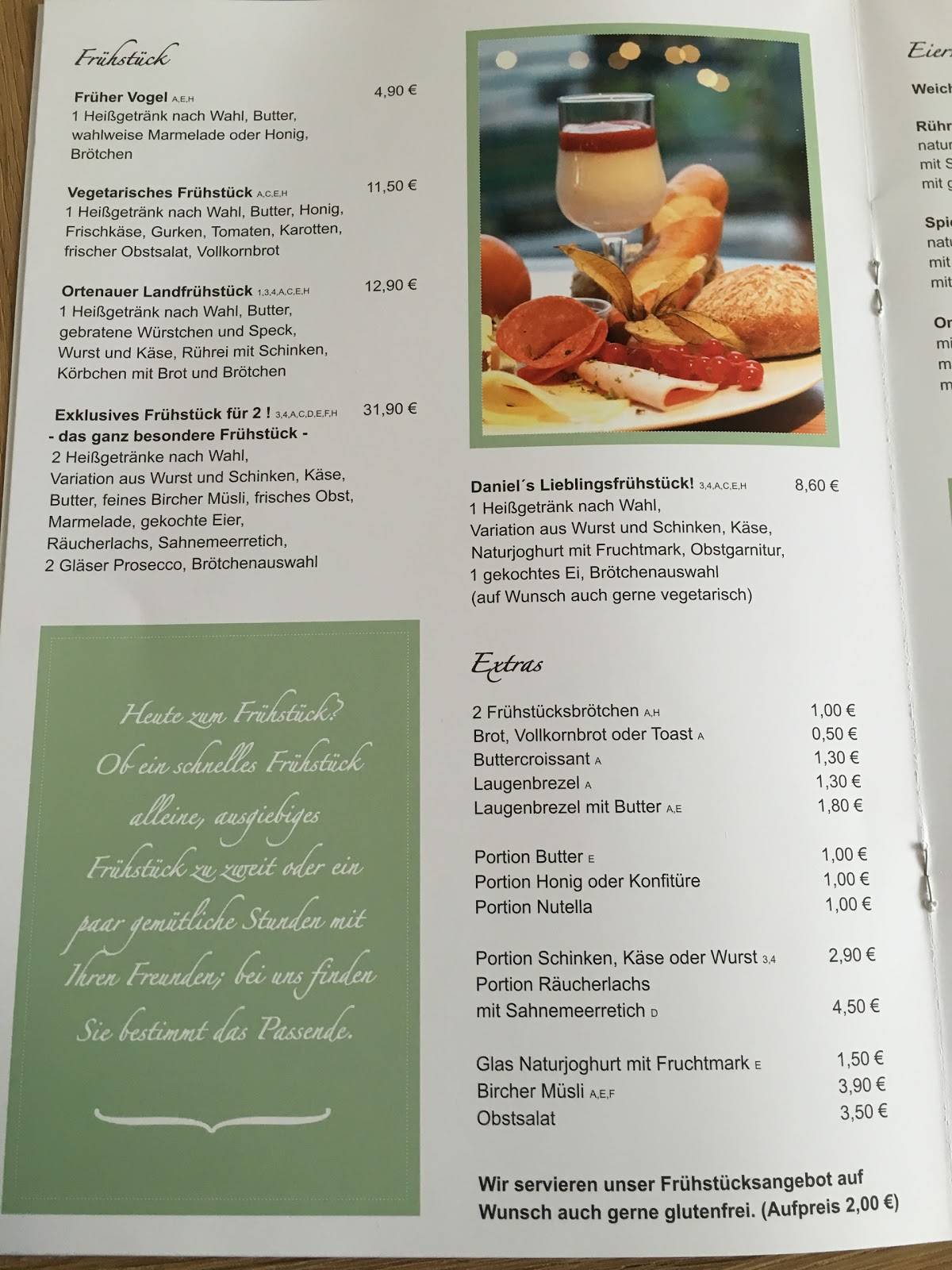 Speisekarte von Daniel`s Confiserie cafe, Achern