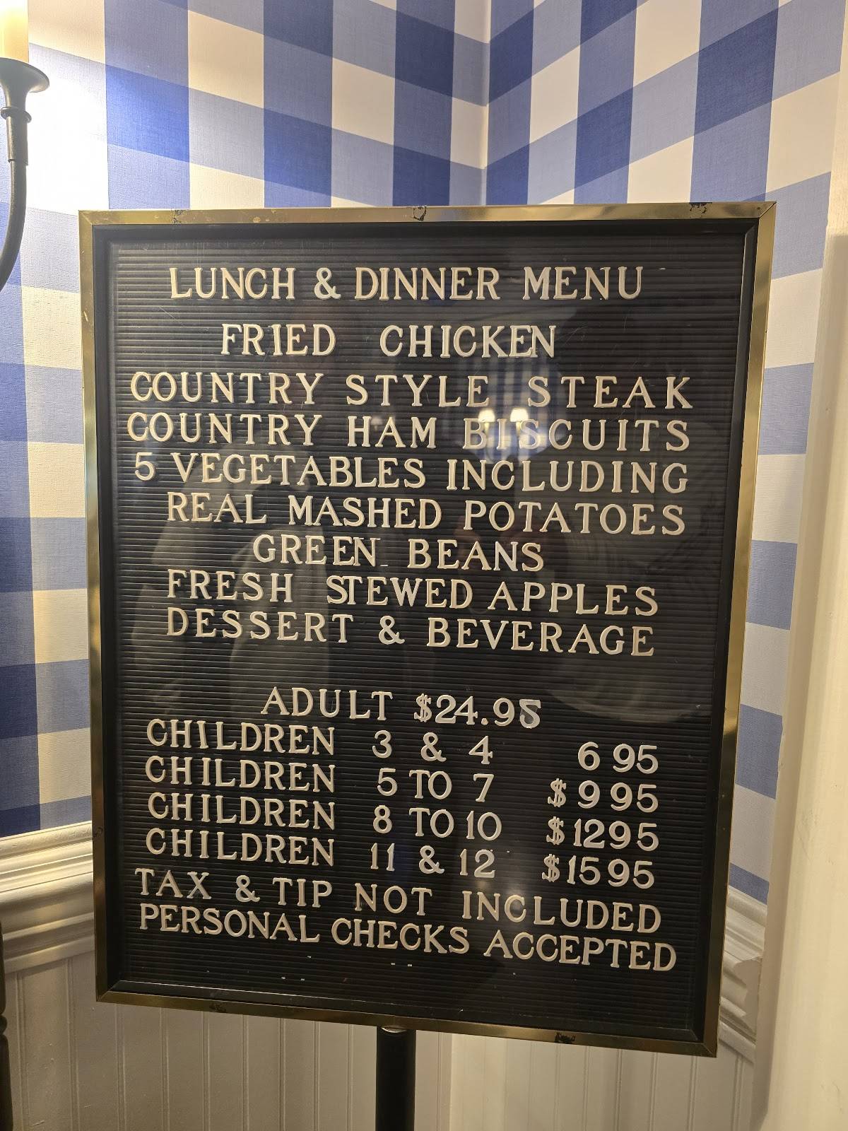 Menu at Dan'l Boone Inn restaurant, Boone, 130 Hardin St