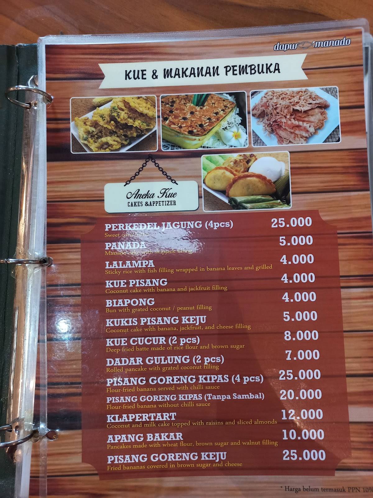 Menu at Dapur Manado Restaurant, Yogyakarta