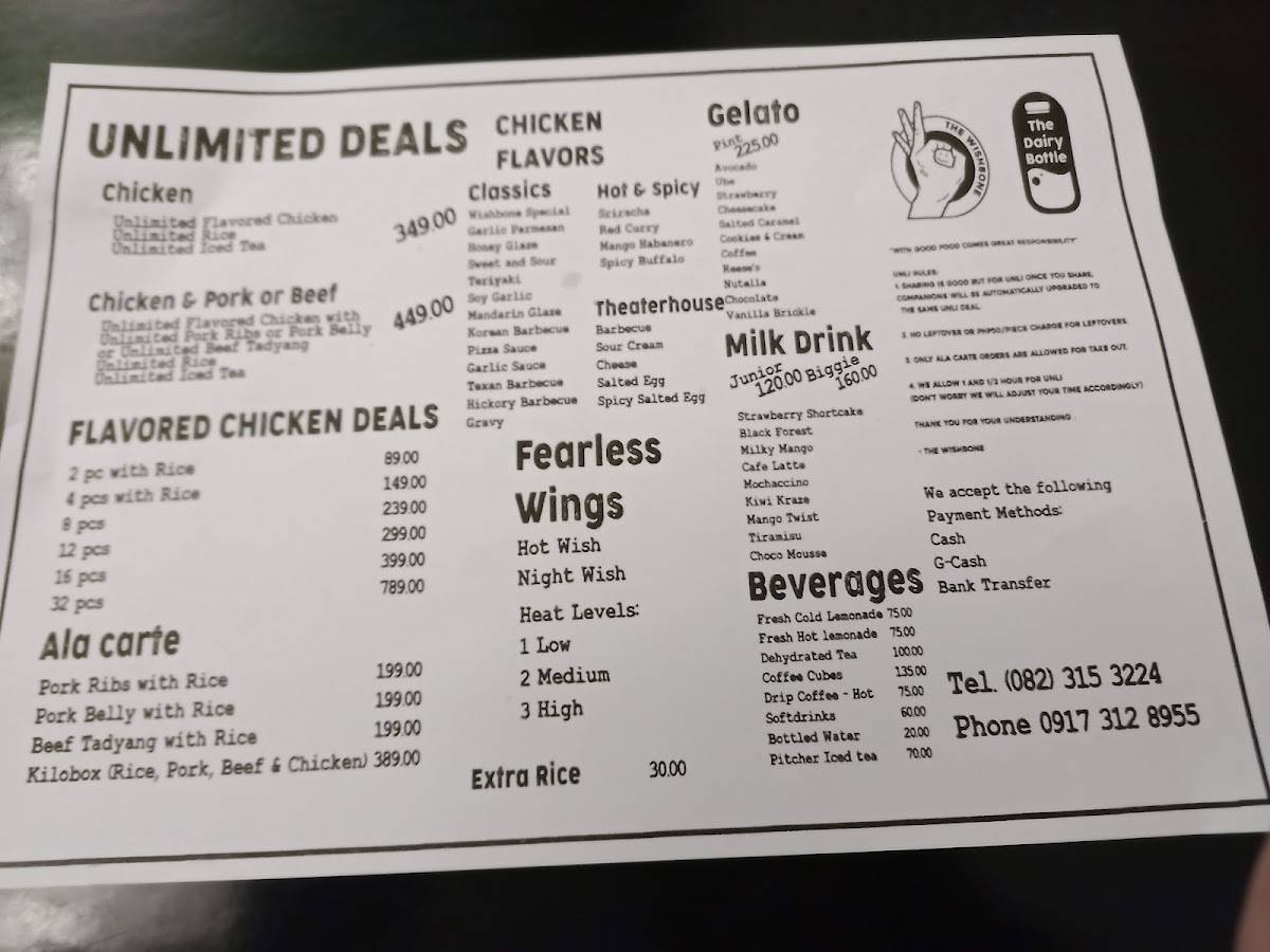 Menu at The Wishbone - NOT JUST WINGS! restaurant, Davao City