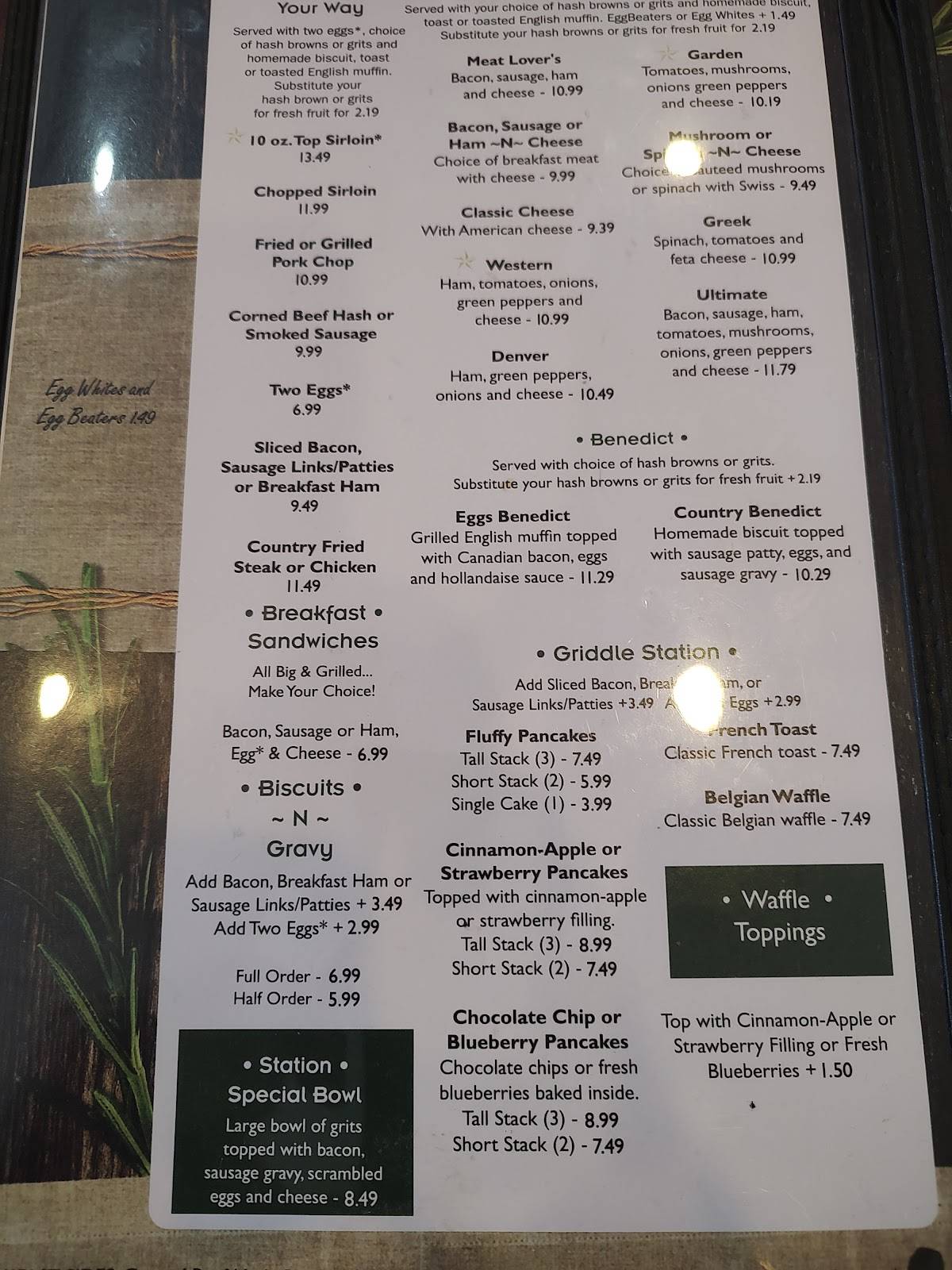 Menu at Davenport Diner restaurant, Davenport, US Hwy 27