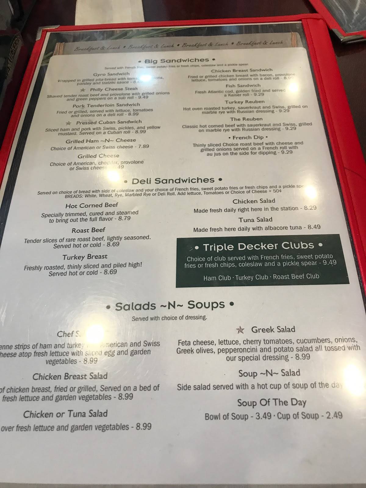 Menu at Davenport Diner restaurant, Davenport, US Hwy 27