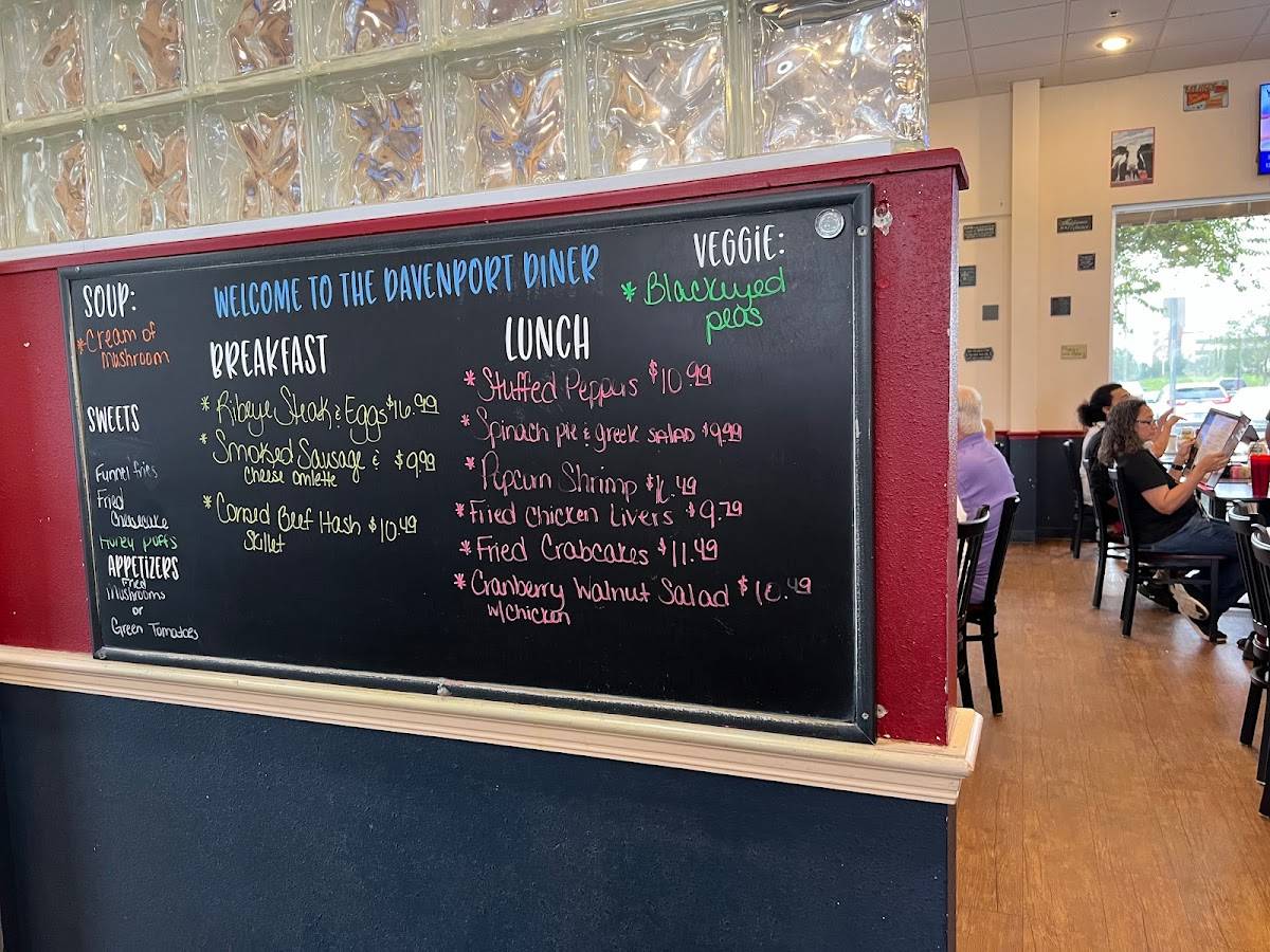 Menu at Davenport Diner restaurant, Davenport, US Hwy 27