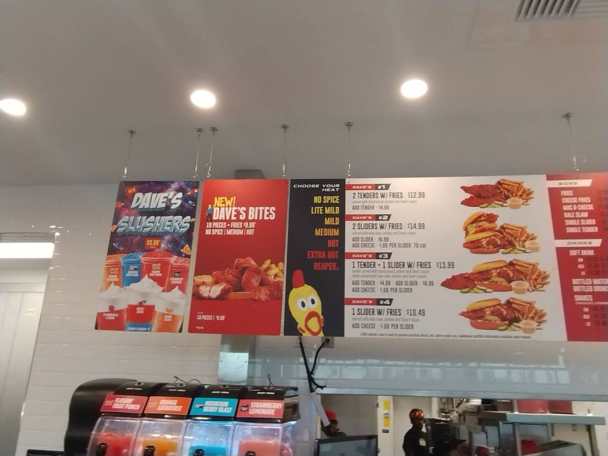 Menu at Dave's Hot Chicken restaurant, Cathedral City