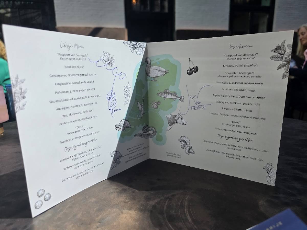 Menu at De Librije, Zwolle, Spinhuisplein 1