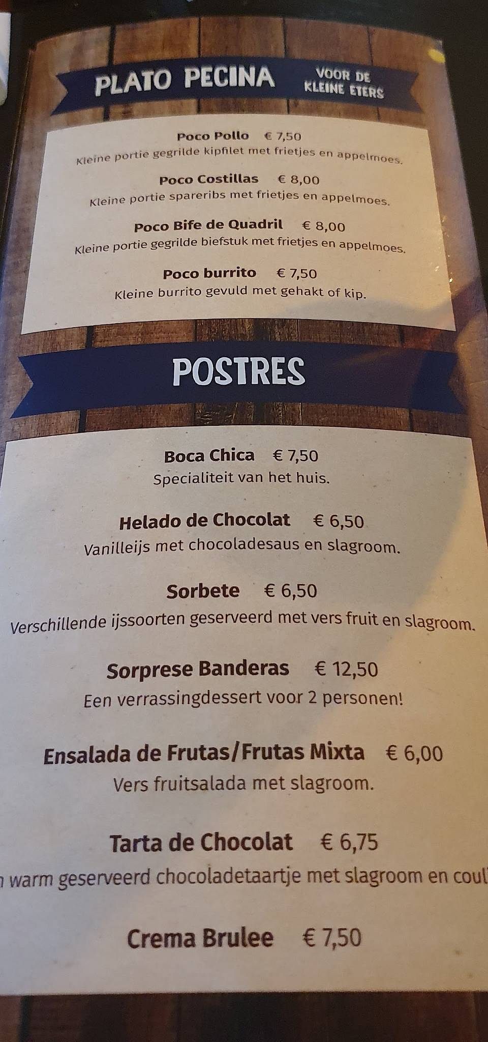 Speisekarte von Las Banderas, De Lutte