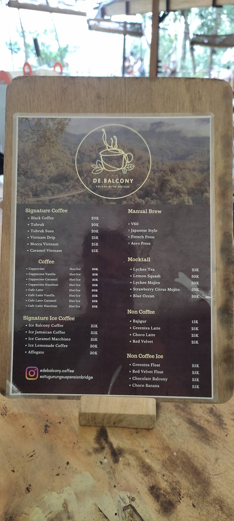 Menu at De'Balcony restaurant, Indonesia