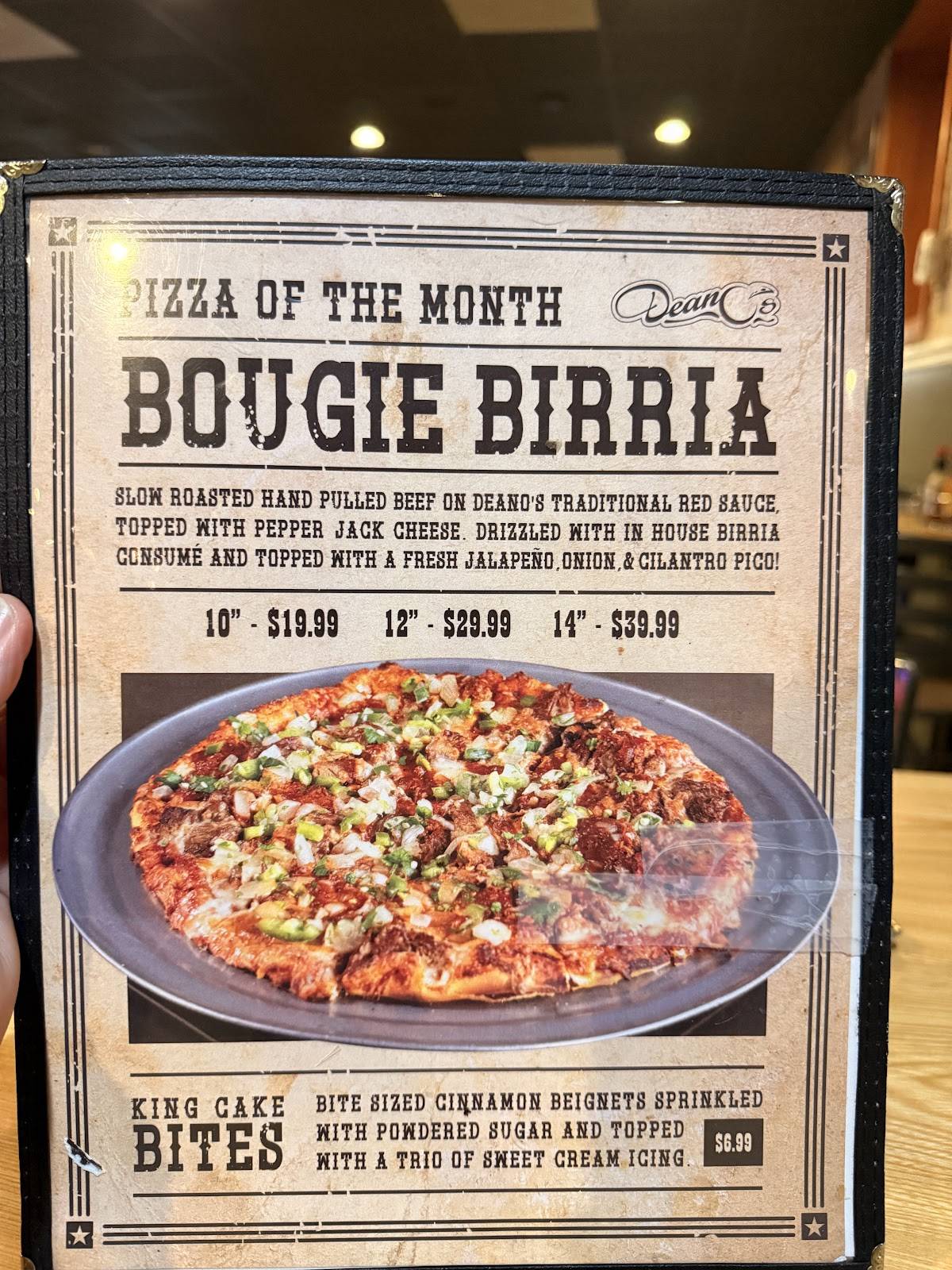Menu at Deano's Pizza pizzeria, Lafayette, 305 Bertrand Dr
