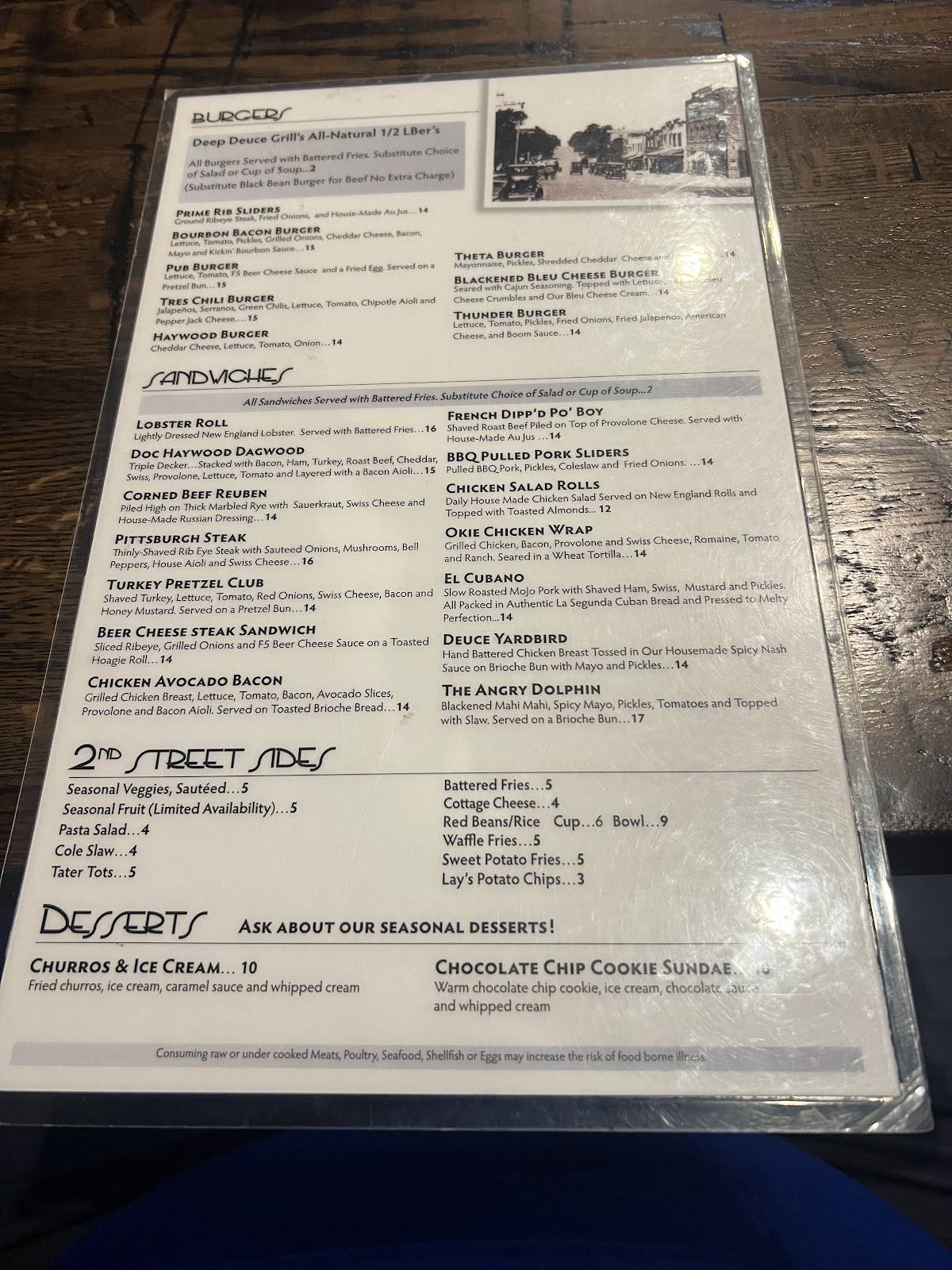 Carta del pub y bar Deep Deuce Grill, Oklahoma City