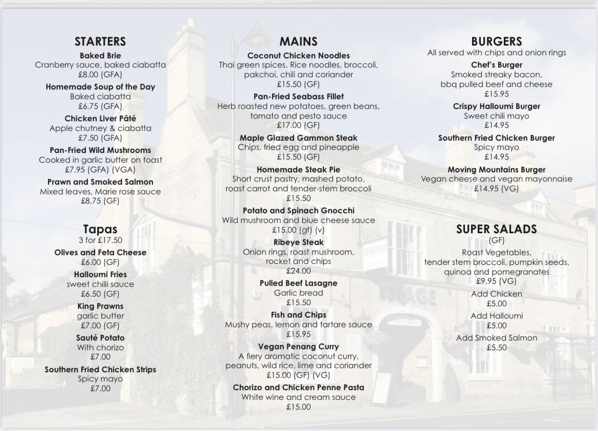 Menu at Deeping Stage Hotel pub & bar, Peterborough