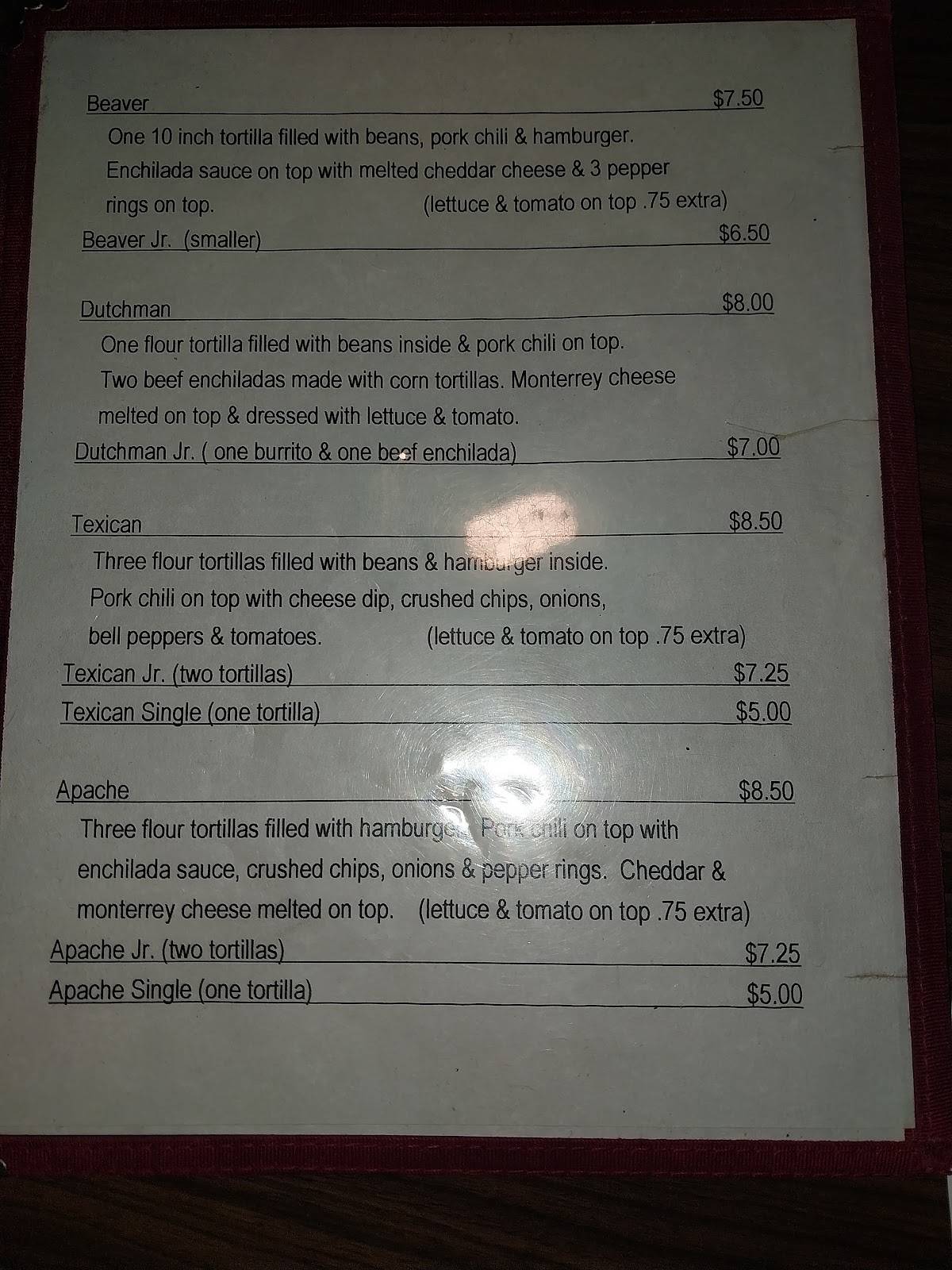 Menu at Delgado's restaurant, Great Bend