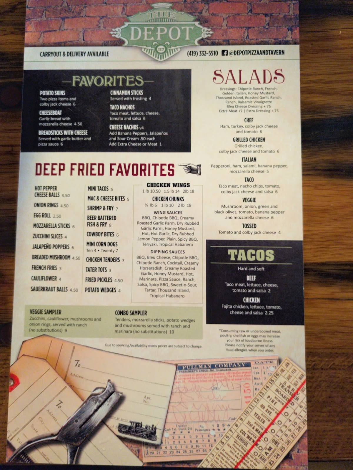 Menu at Depot Pizza pizzeria, Fremont
