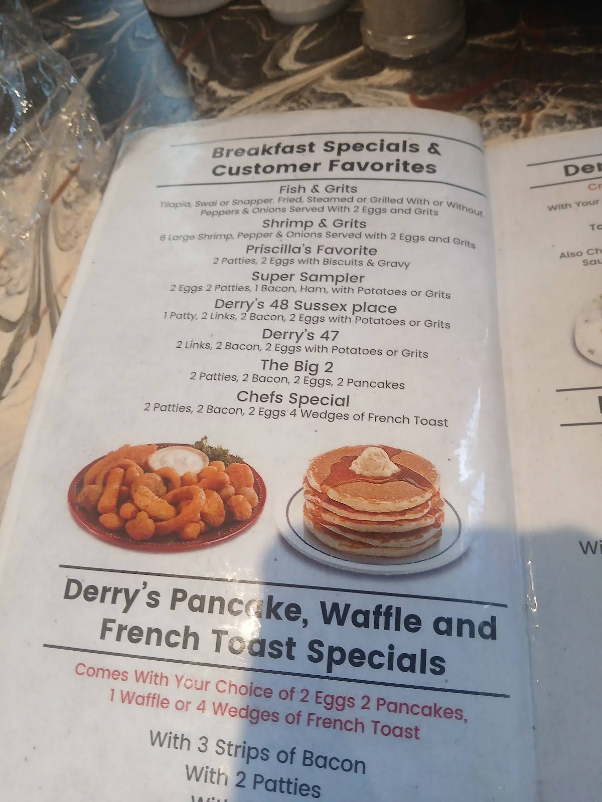 Menu at Derry's Family Restaurant, Hollywood
